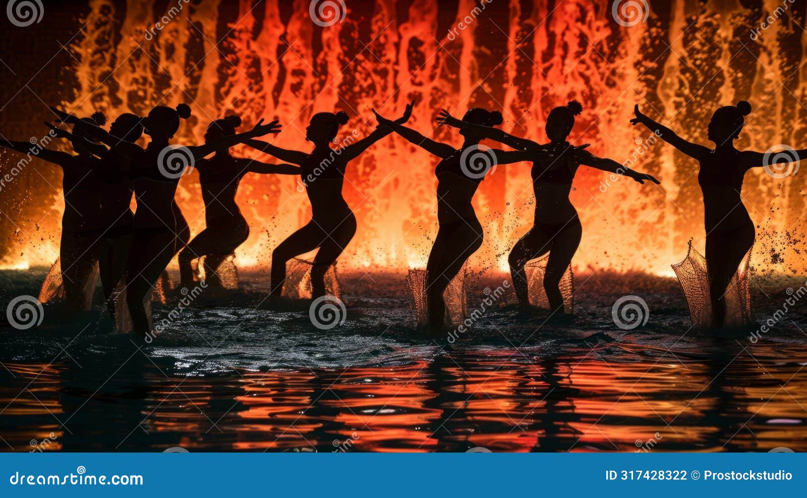 Group of People Standing in Front of Fire Stock Photo - Image of adults ...
