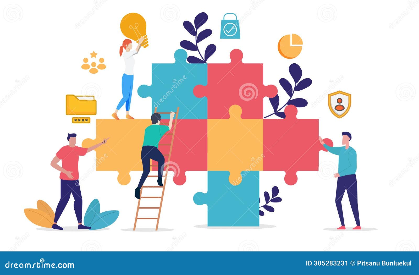 Group of Individuals Working Together To Assemble a Jigsaw Puzzle ...