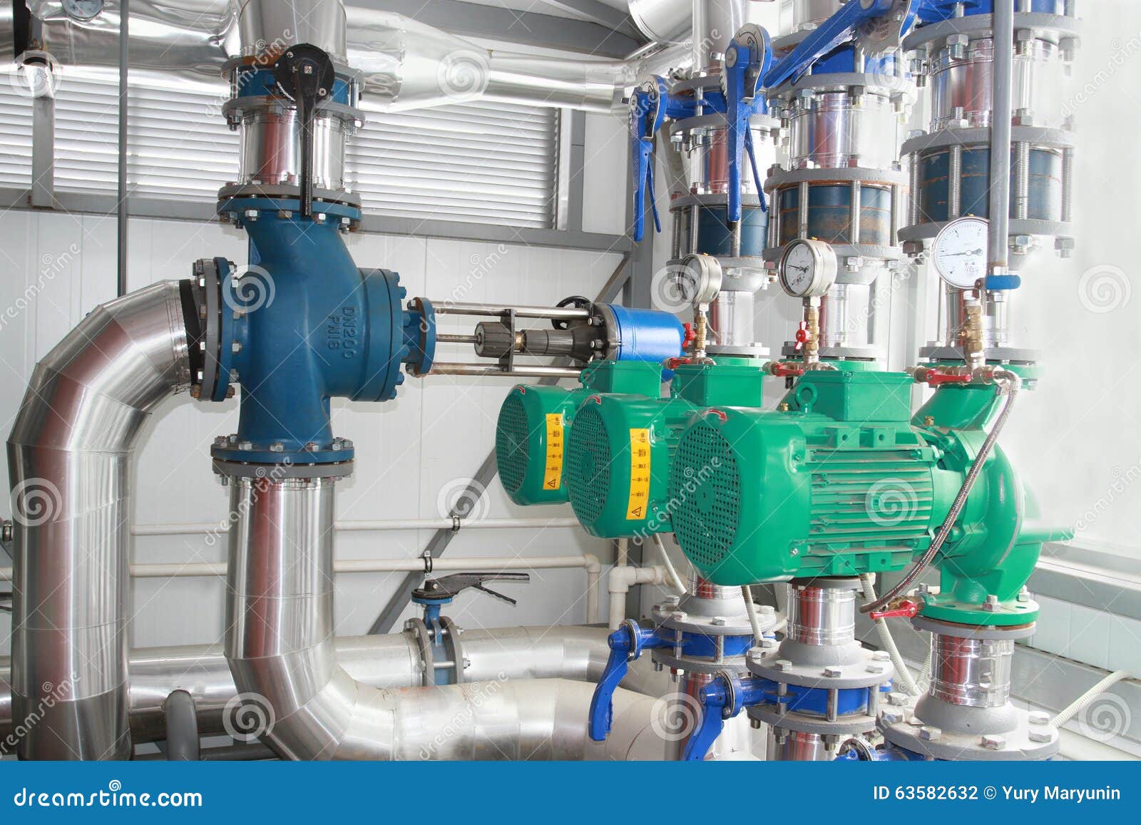 Group of industrial pumps stock photo. Image of equipment - 63582632