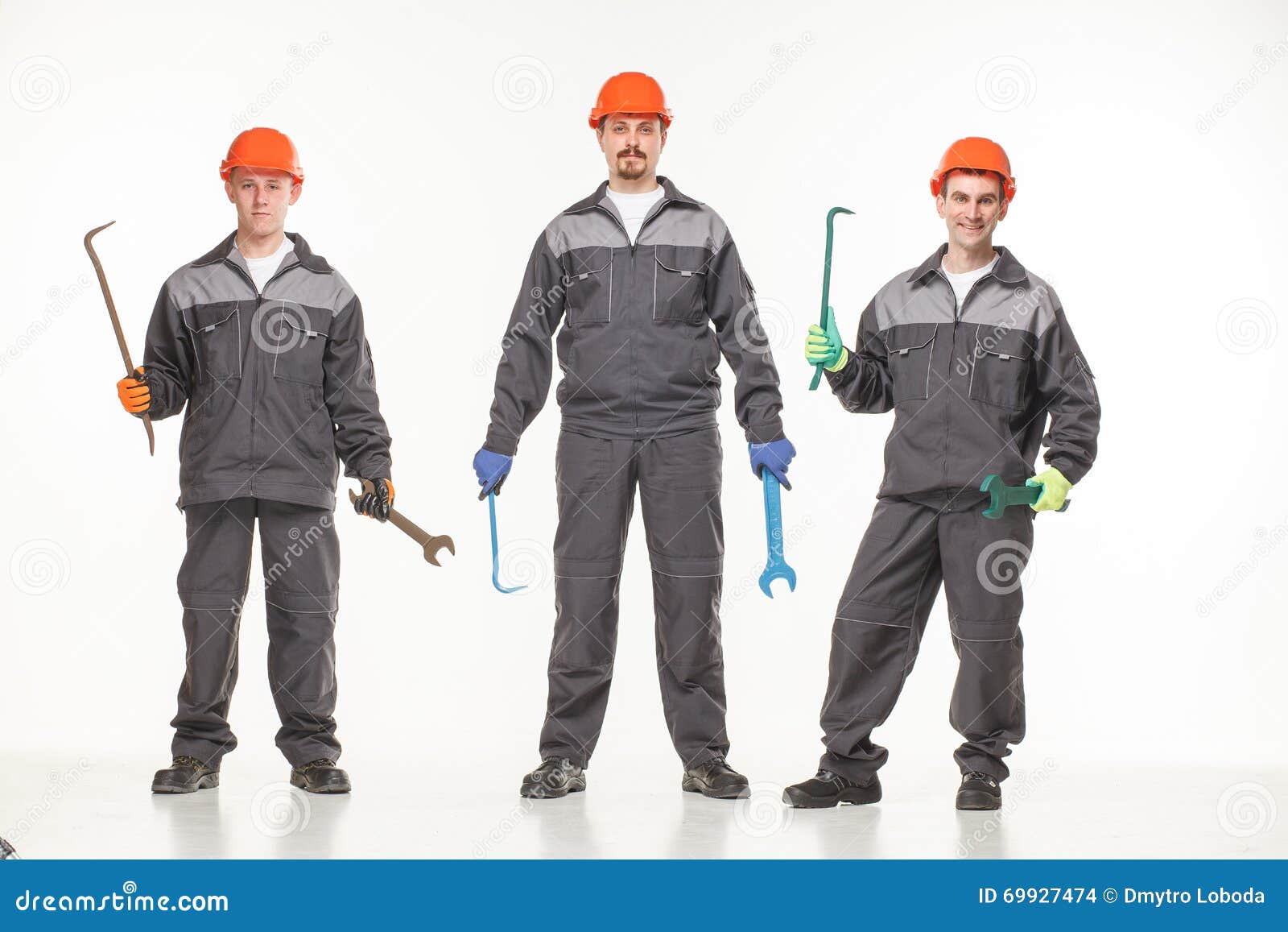 Group of Industrial Workers. Isolated Over White Background Stock Photo ...