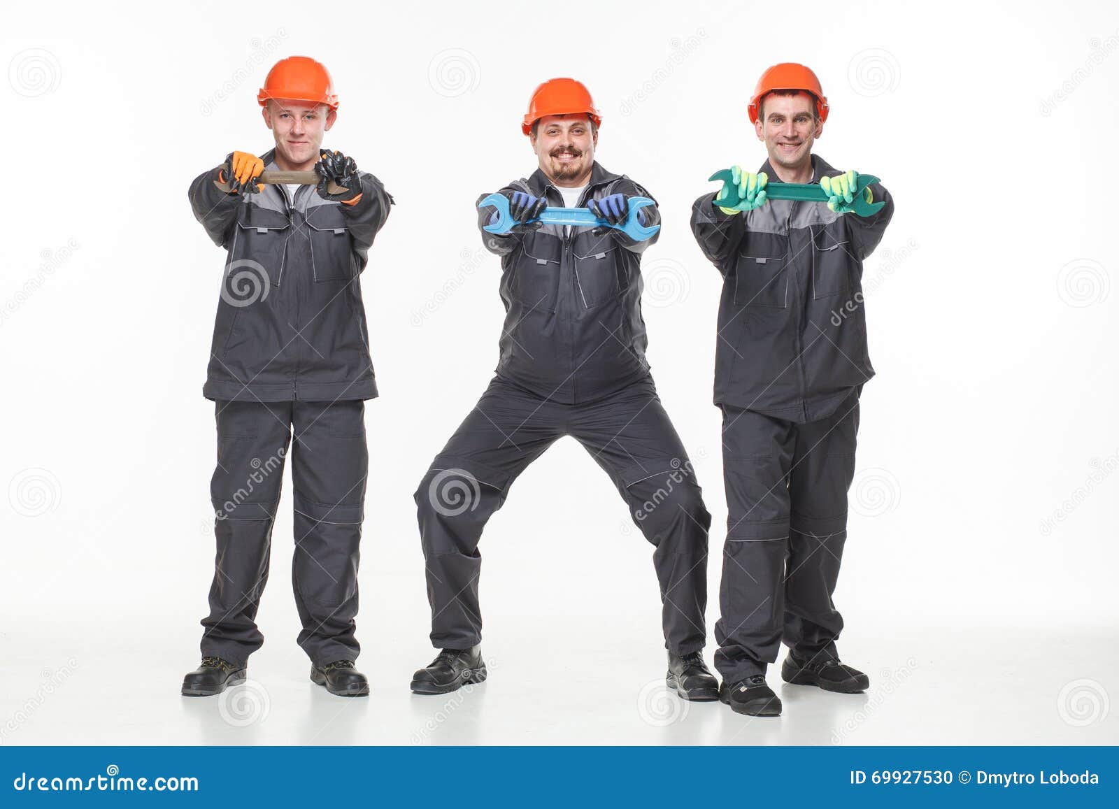 Group of Industrial Workers. Isolated Over White Background Stock Photo ...