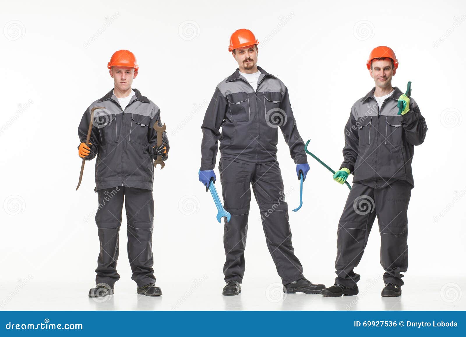 Group of Industrial Workers. Isolated Over White Background Stock Photo ...