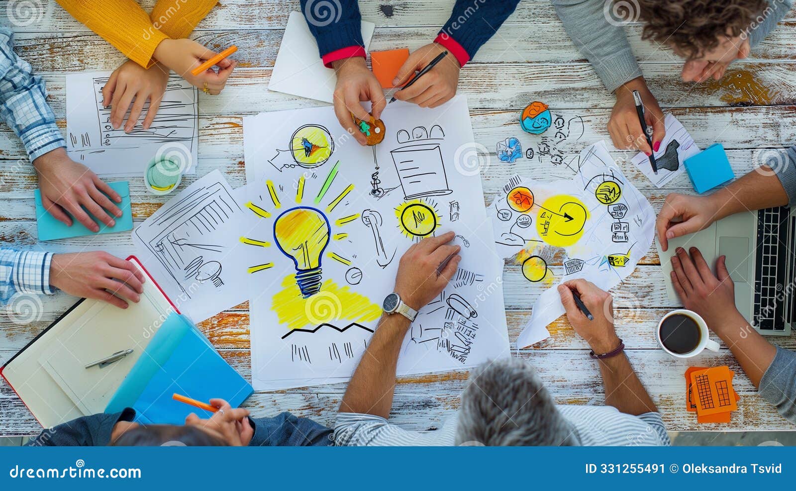 Brainstorming For Ideas. Work Meeting. Debating Or Team Communication ...