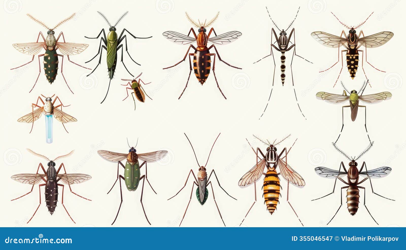 Group of Insects on a White Background, Suitable for Educational ...