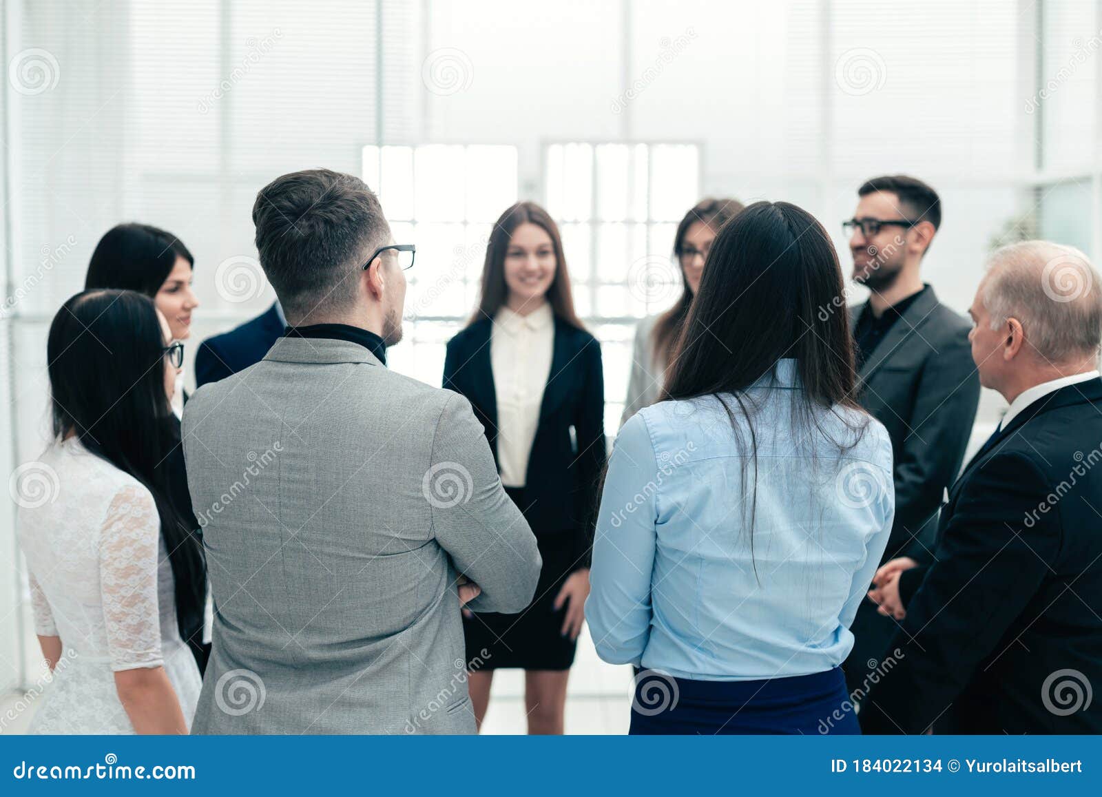 Group of Inspired Young People Stand and Discuss a New Project Stock ...