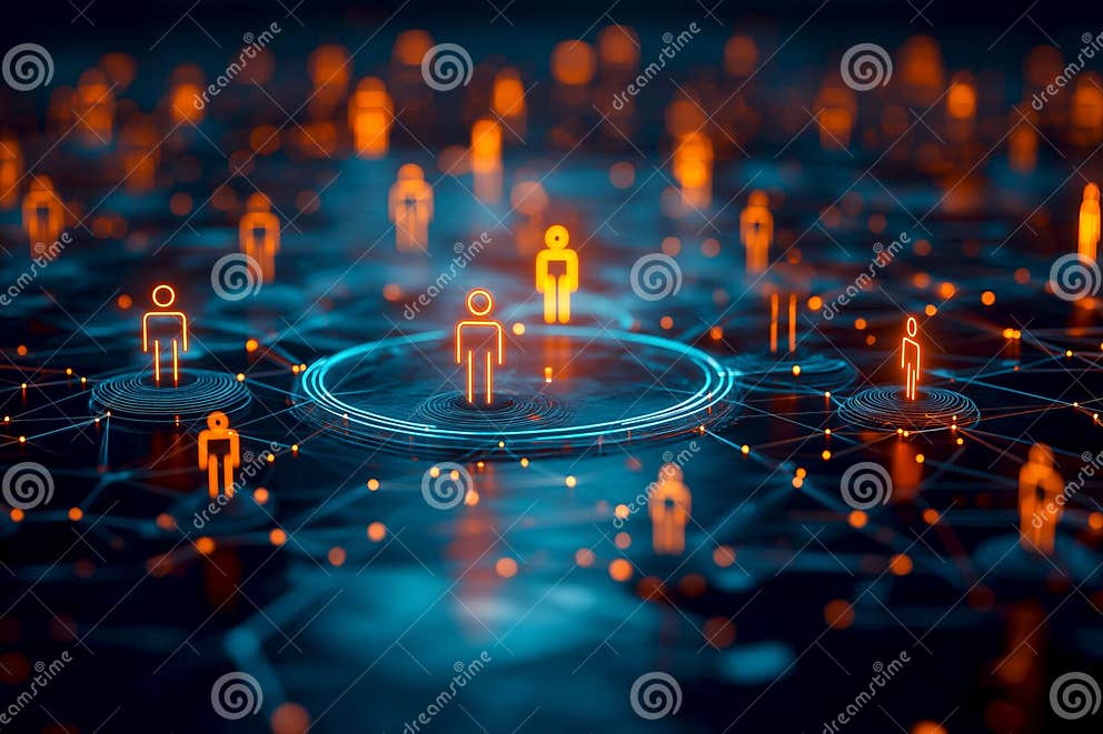 A Group of Interconnected Figures Represents Teamwork within a Digital ...