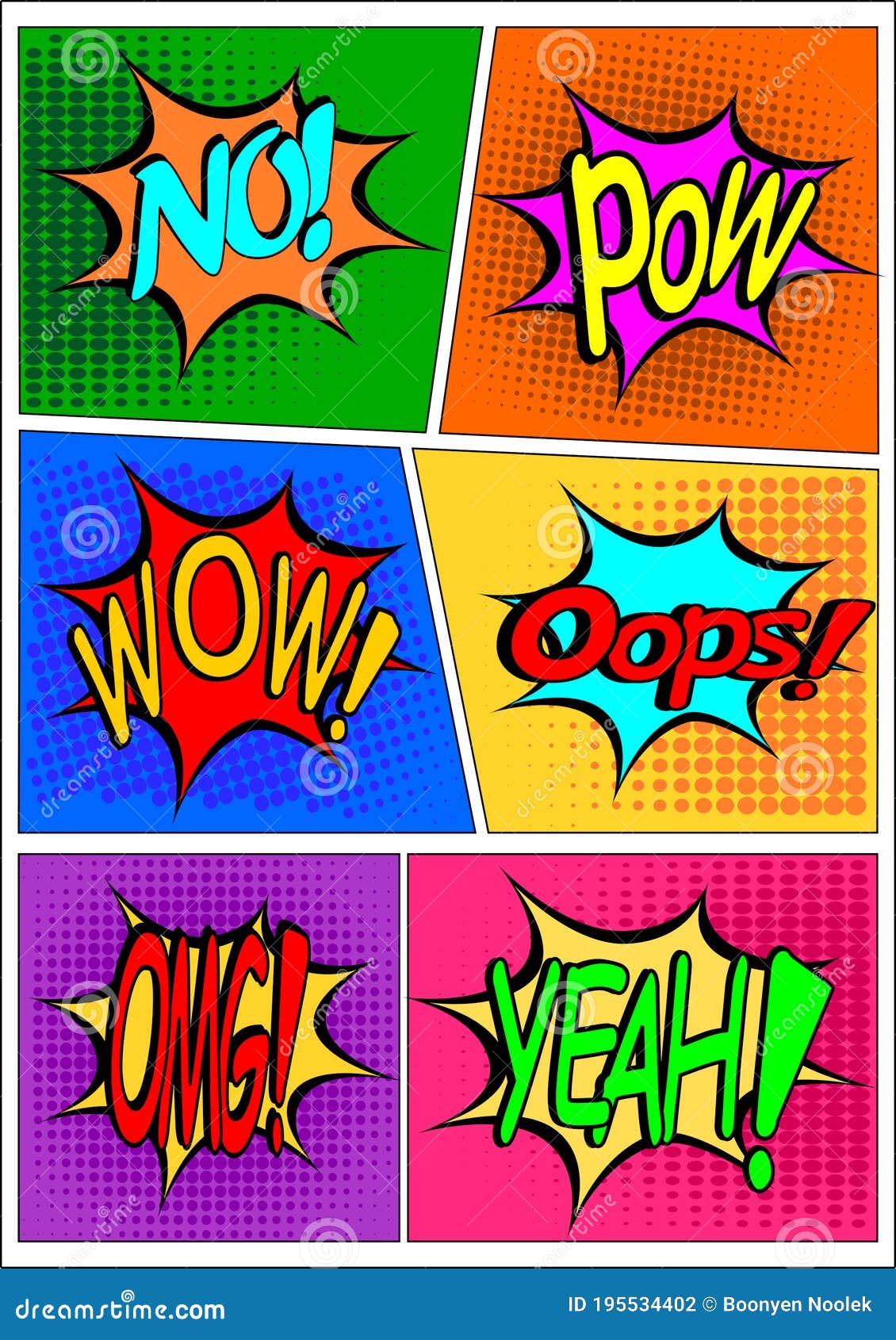 A Group of Interjections in the Manner of a Comic Text Stock ...