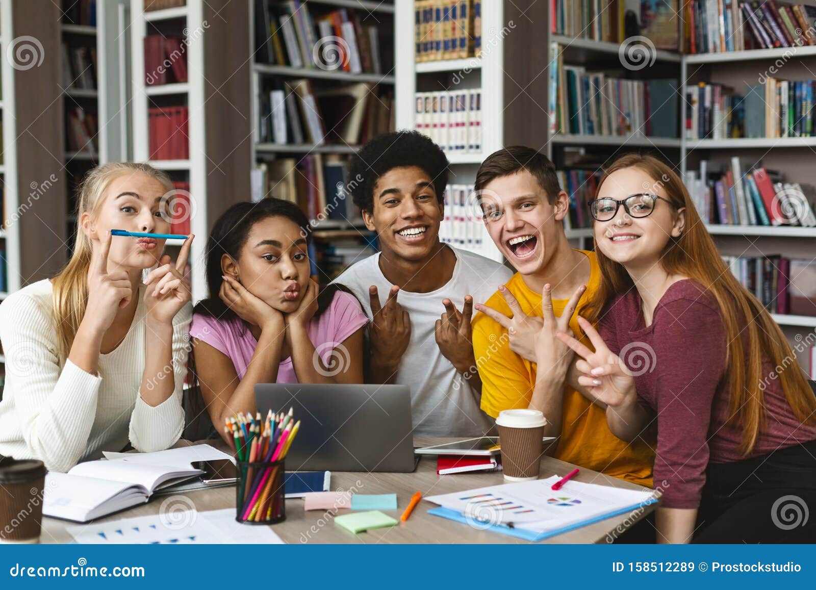 Group of International Students Having Fun while Studying Stock Image ...