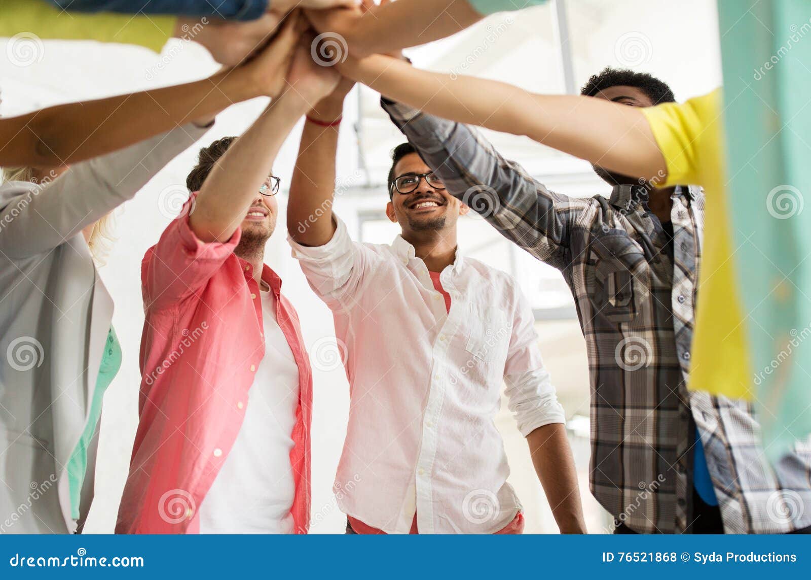 Group of International Students Making High Five Stock Photo - Image of ...