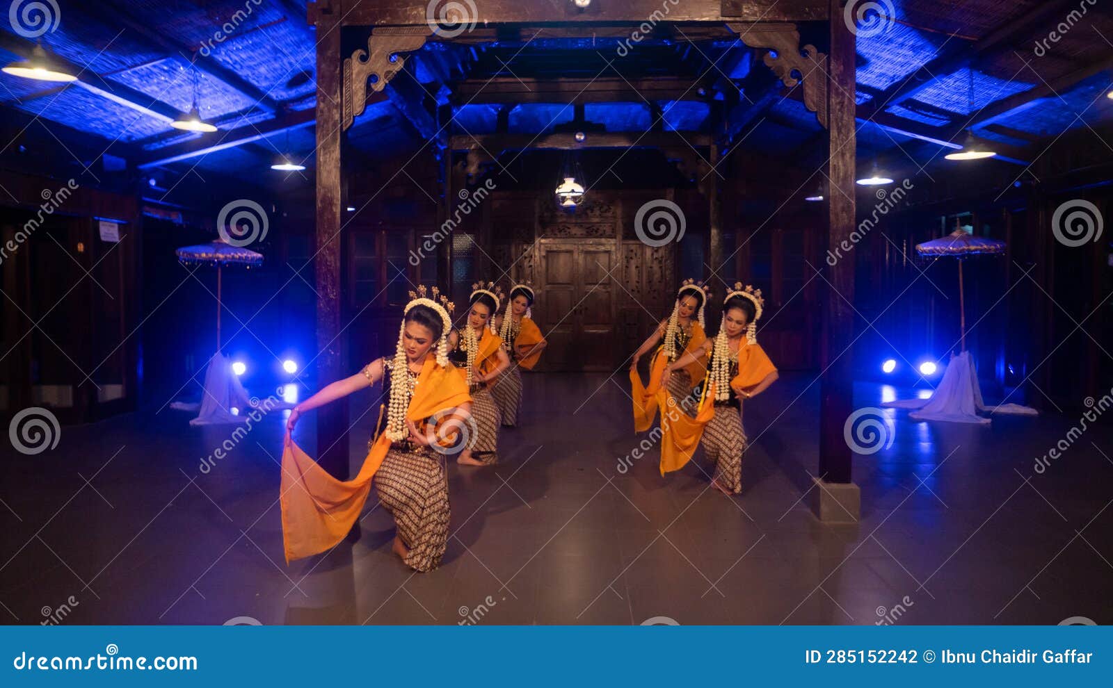 A Group of Javanese Dancers with Their Faces Full of Makeup and Jasmine ...