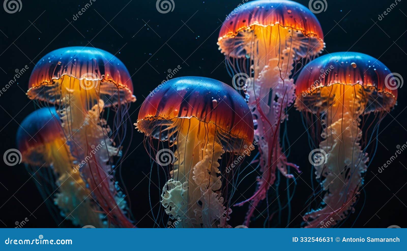 A Group of Jellyfish are Shown in this Image Stock Illustration ...