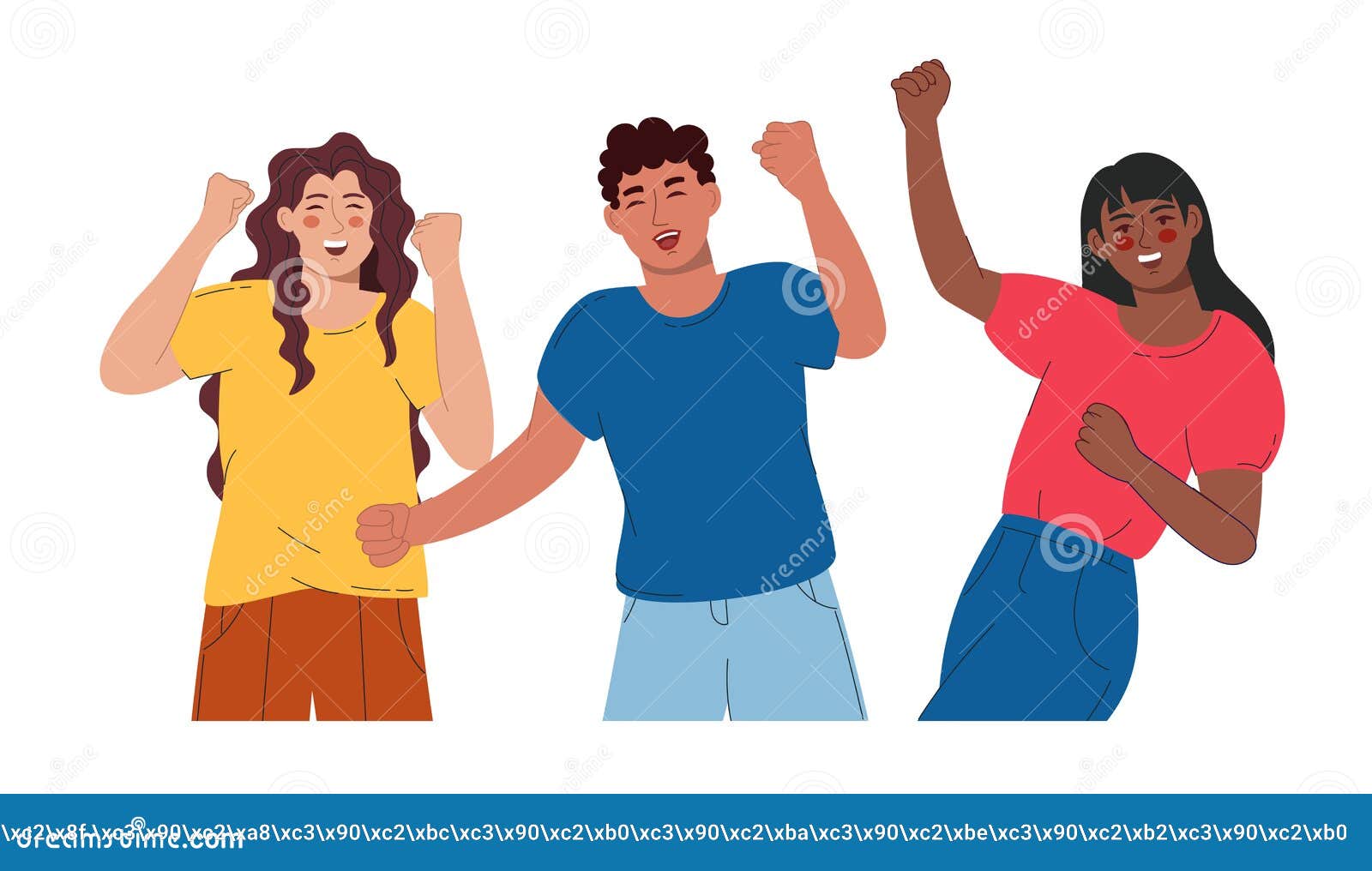A Group of Joyful People of Different. they Raise Their Hands and ...