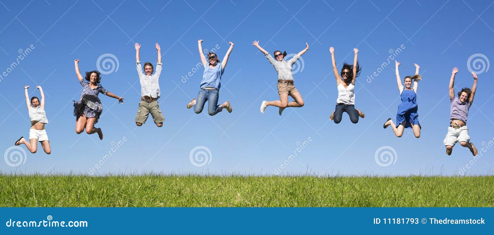 Group jumping stock image. Image of adult, freedom, field - 11181793