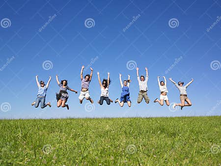 Group jumping stock image. Image of copyspace, family - 11181875