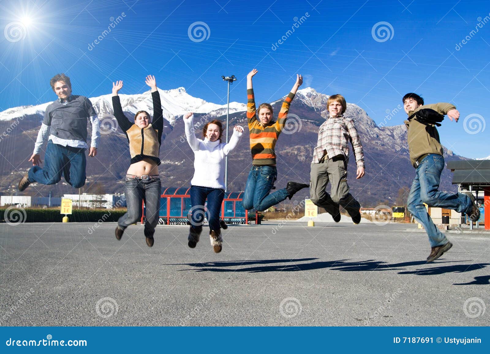 Group of jumping people stock image. Image of enjoy, friends - 7187691