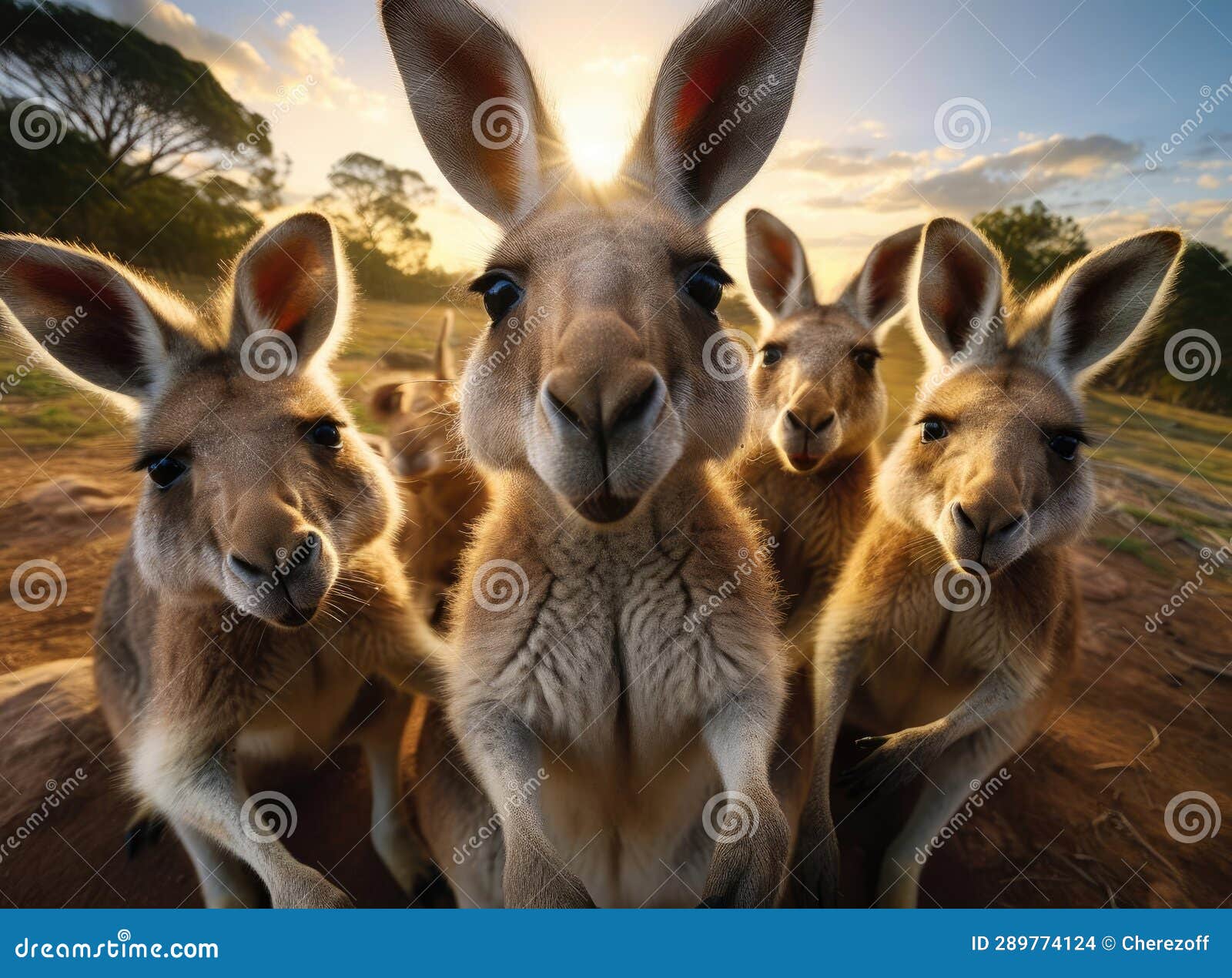 Kangaroo group stock photo. Image of group, outdoor - 289774124
