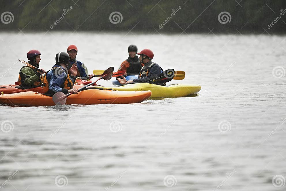 Groupof People Kayaking in River Stock Image - Image of activities ...