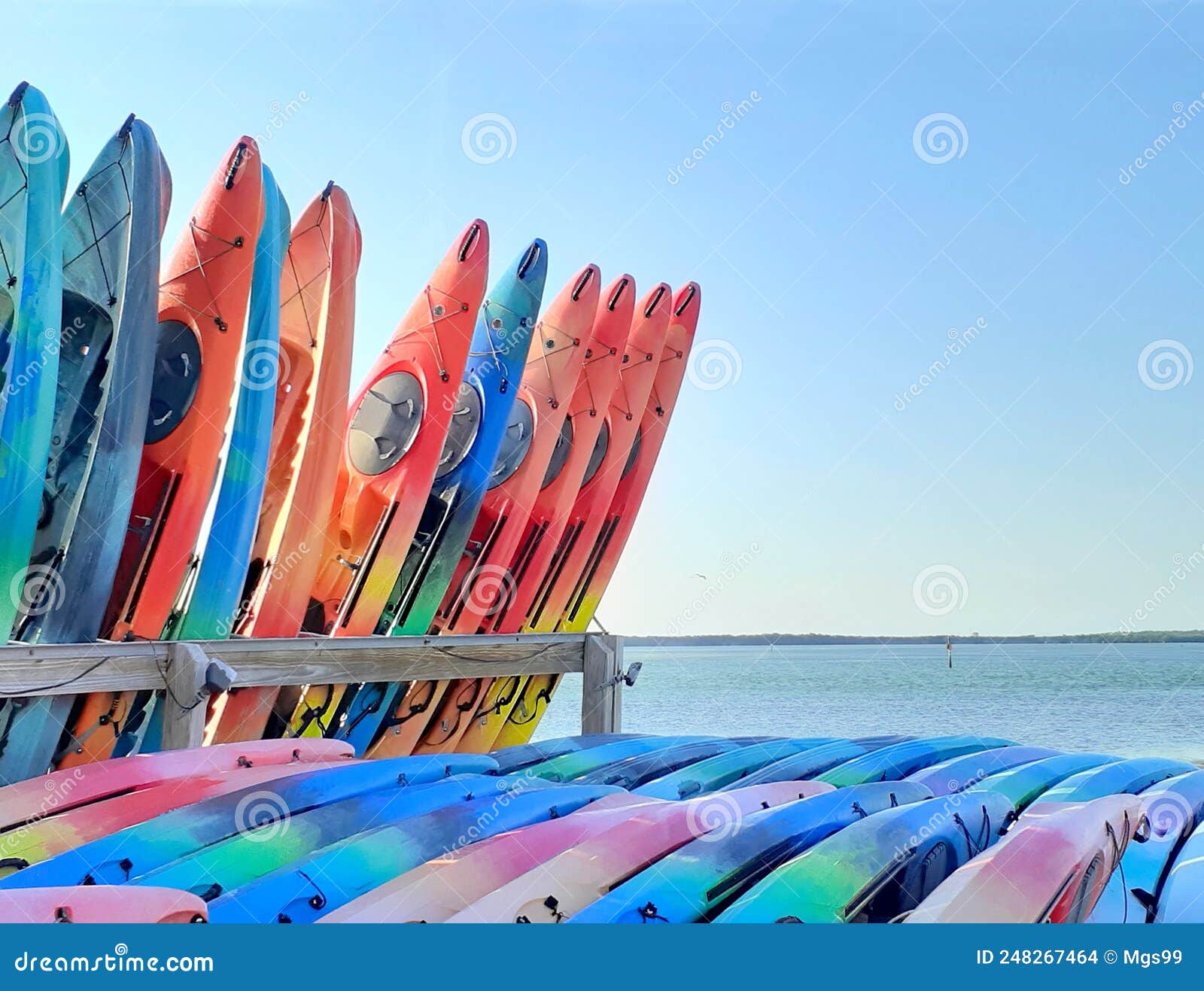 Group of Kayaks Stacked Both Vertically and Horizontally Stock Photo ...