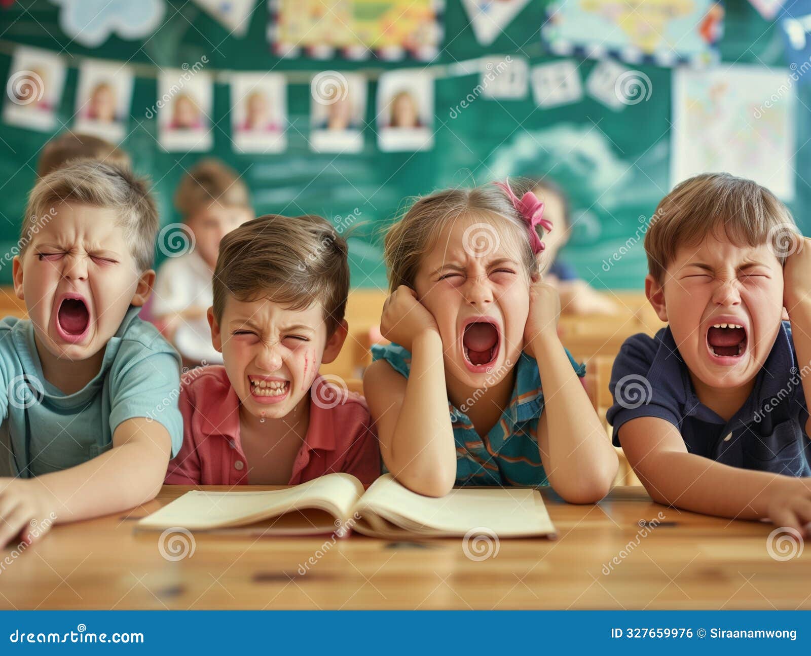 Group of Kid Students Crying in Classroom. by Generative Ai Stock ...