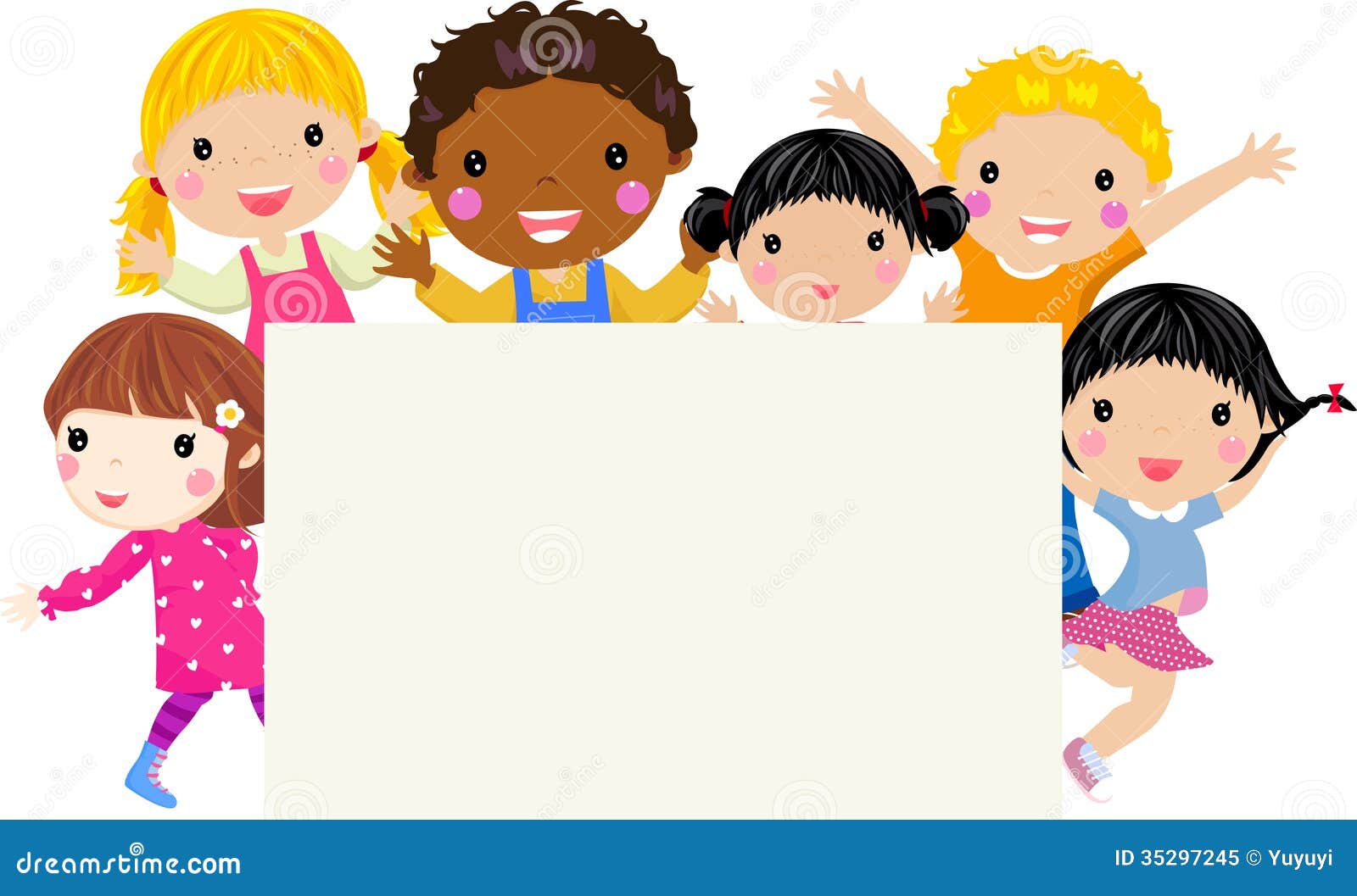 Group of kids and banner stock vector. Illustration of little - 35297245