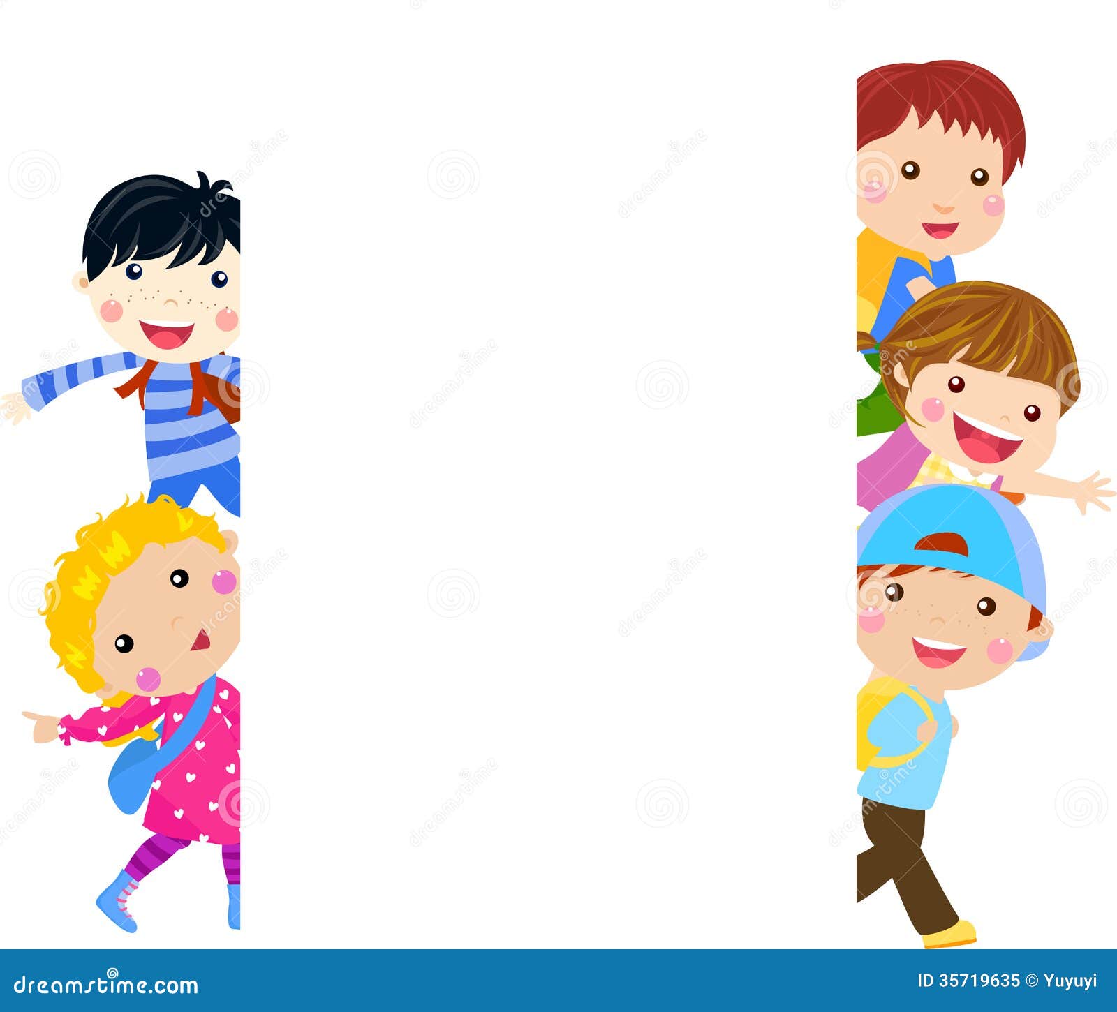 Group of kids and banner stock vector. Illustration of children - 35719635