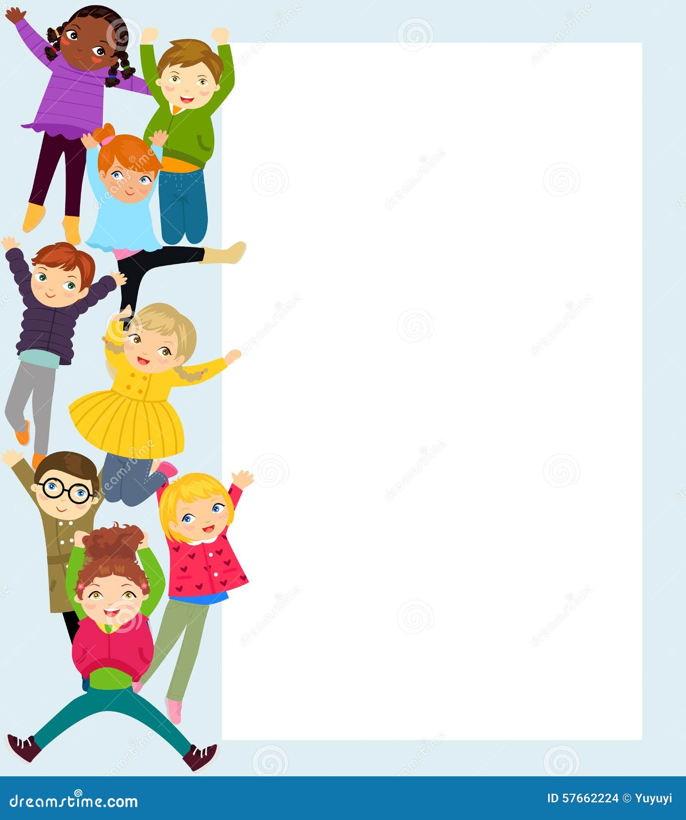 Group of kids and banner stock vector. Illustration of girls - 57662224