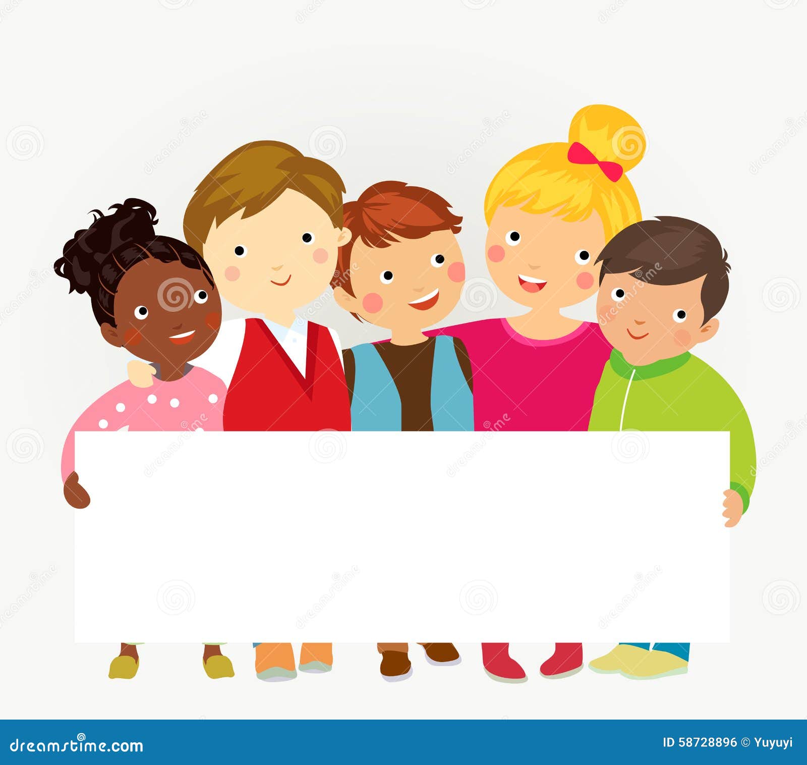 Group of kids and banner stock vector. Illustration of preschool - 58728896