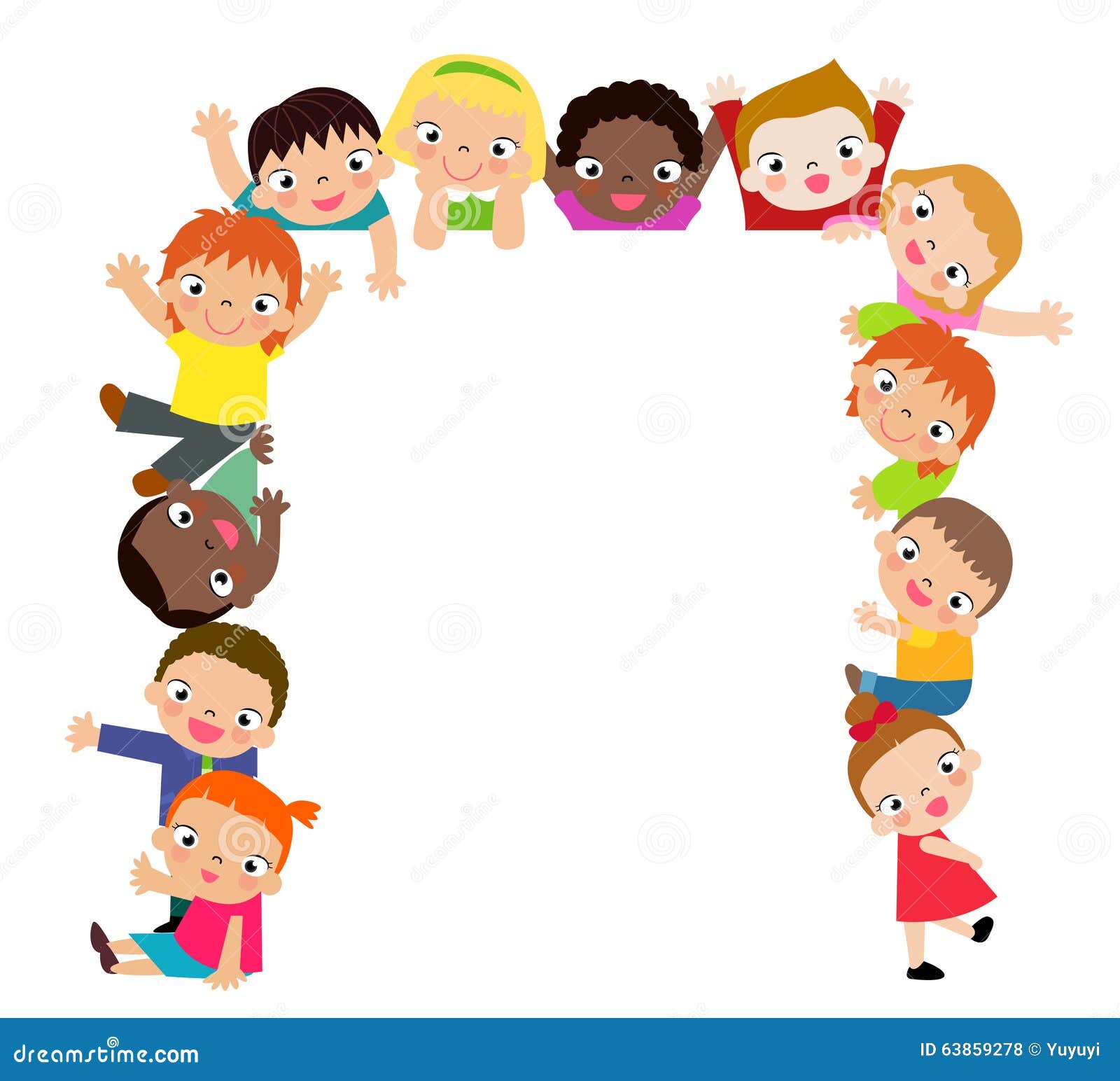 Group of kids and banner stock vector. Illustration of cute - 63859278