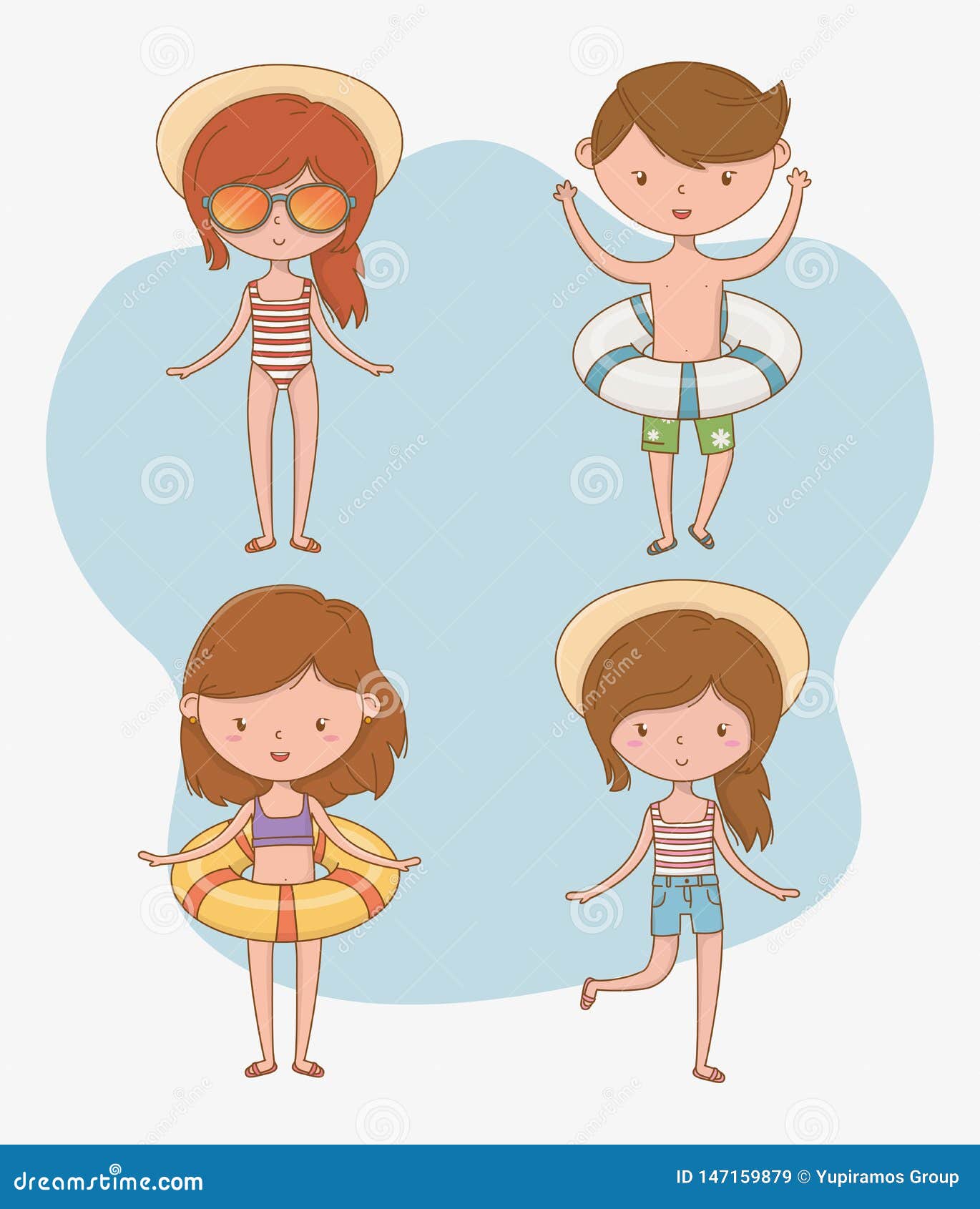 Group of Kids with Beach Suits Stock Vector - Illustration of happy ...