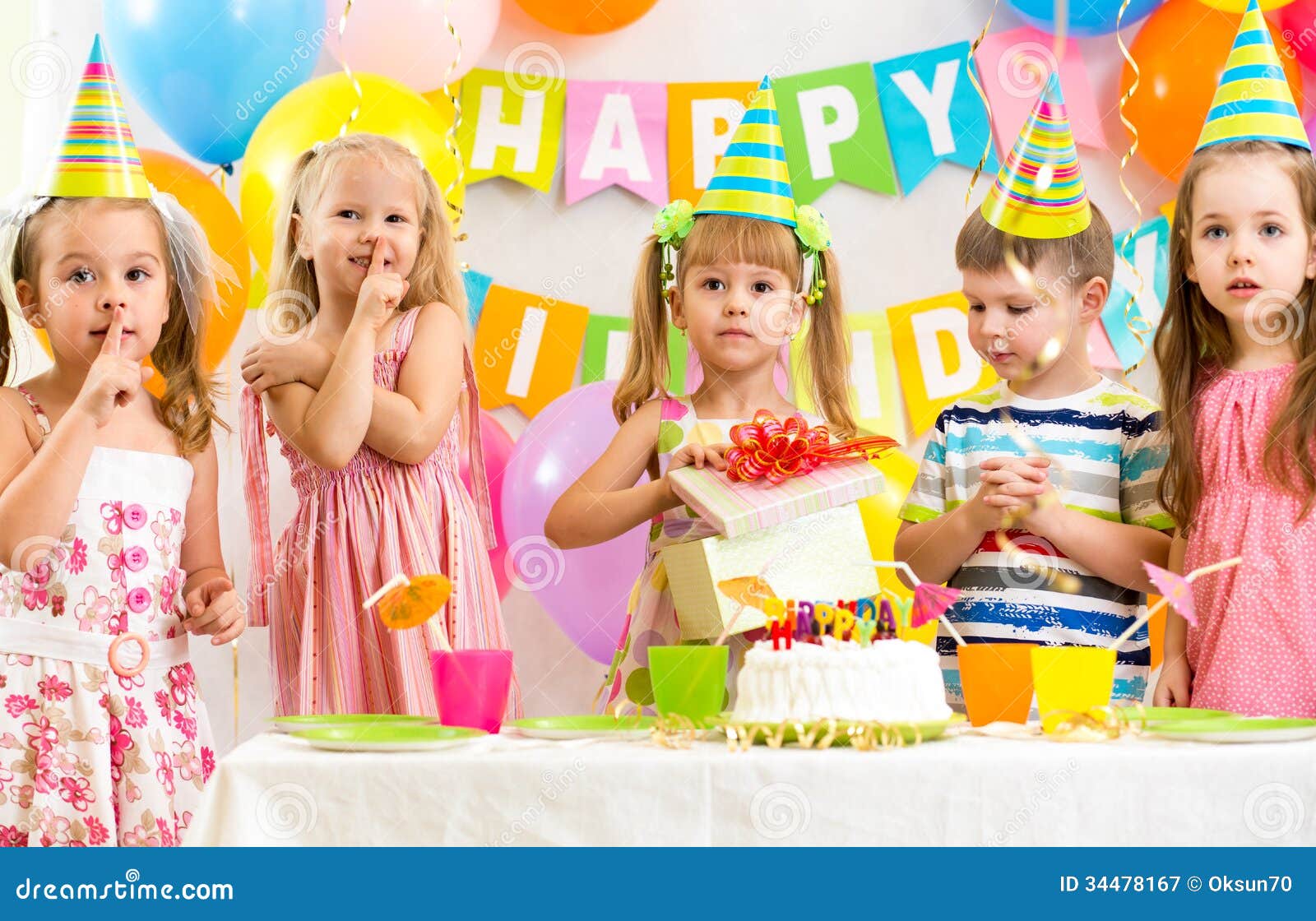 Group of Kids at Birthday Party Stock Image - Image of expression, kids ...
