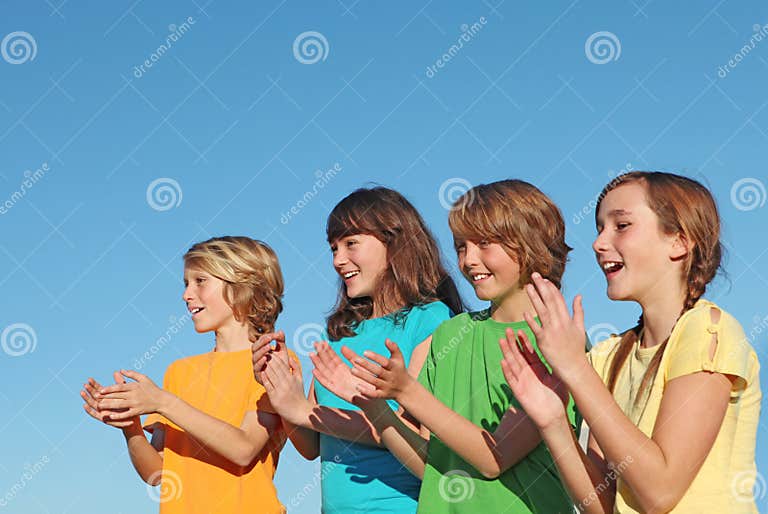 Group of kids clapping stock photo. Image of smile, friendship - 8703726