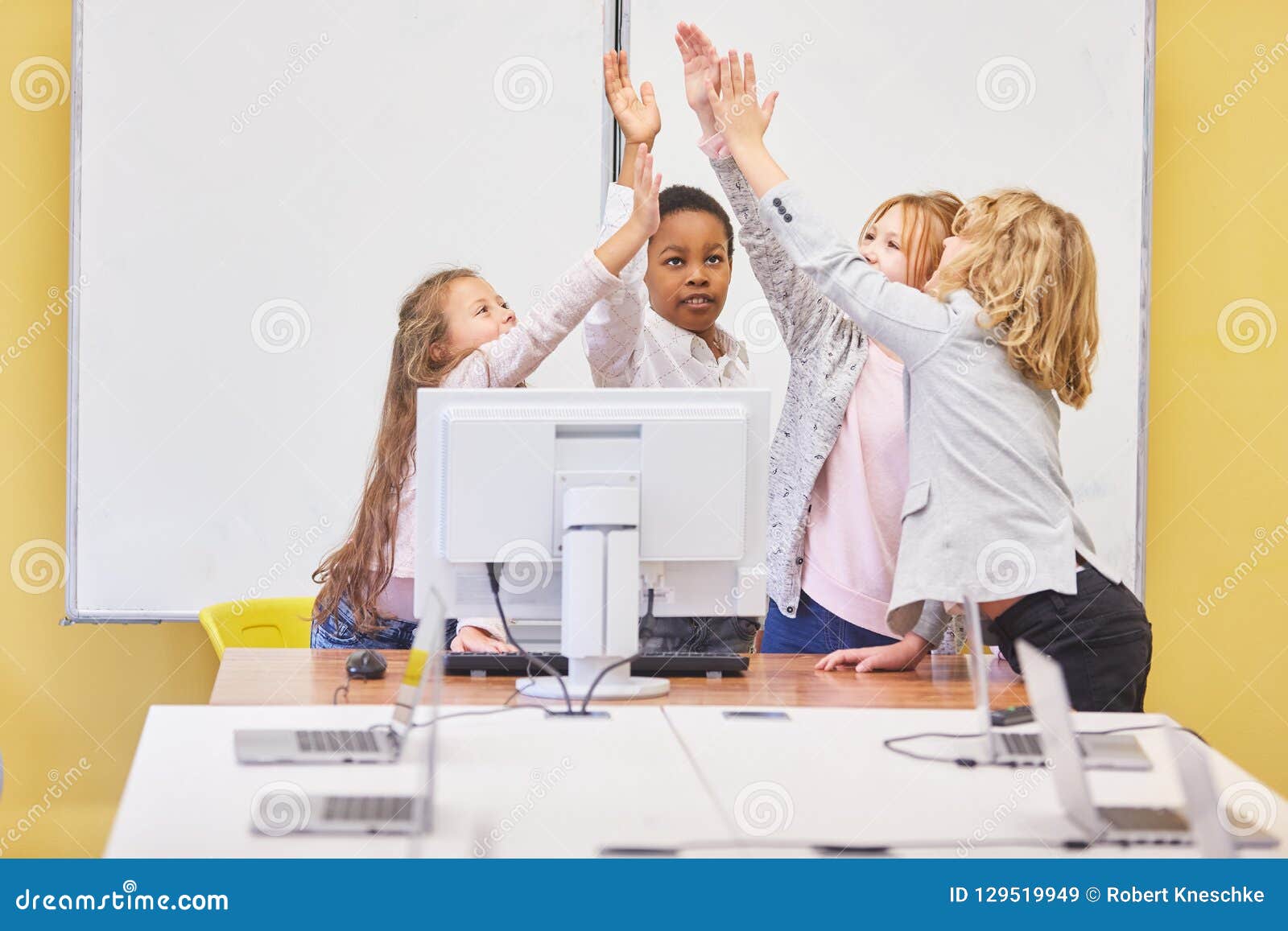 Group of Kids in Computer Lesson Stock Image - Image of desk, children ...