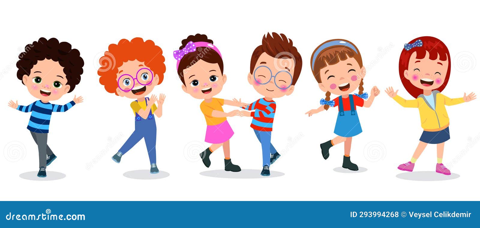 A Group of Kids Dancing and Laughing Stock Vector - Illustration of ...