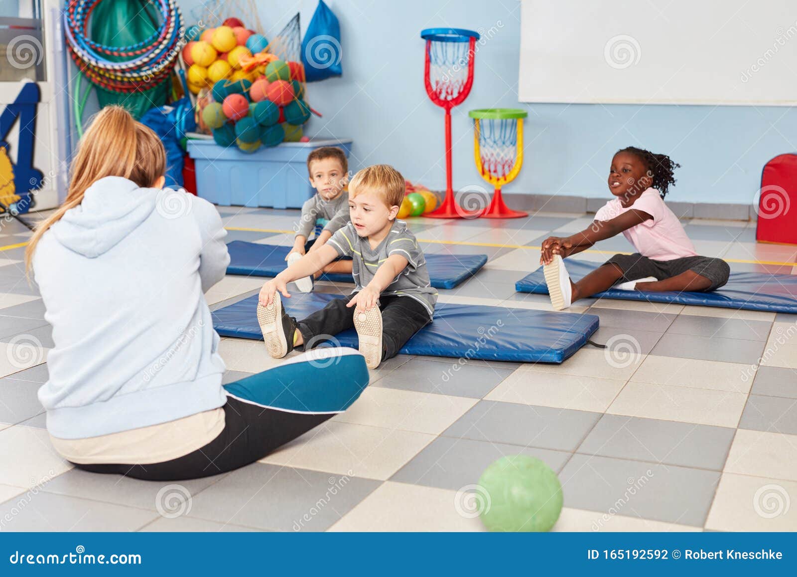 Group of Kids is Doing Exercise To Stretching Stock Photo - Image of ...