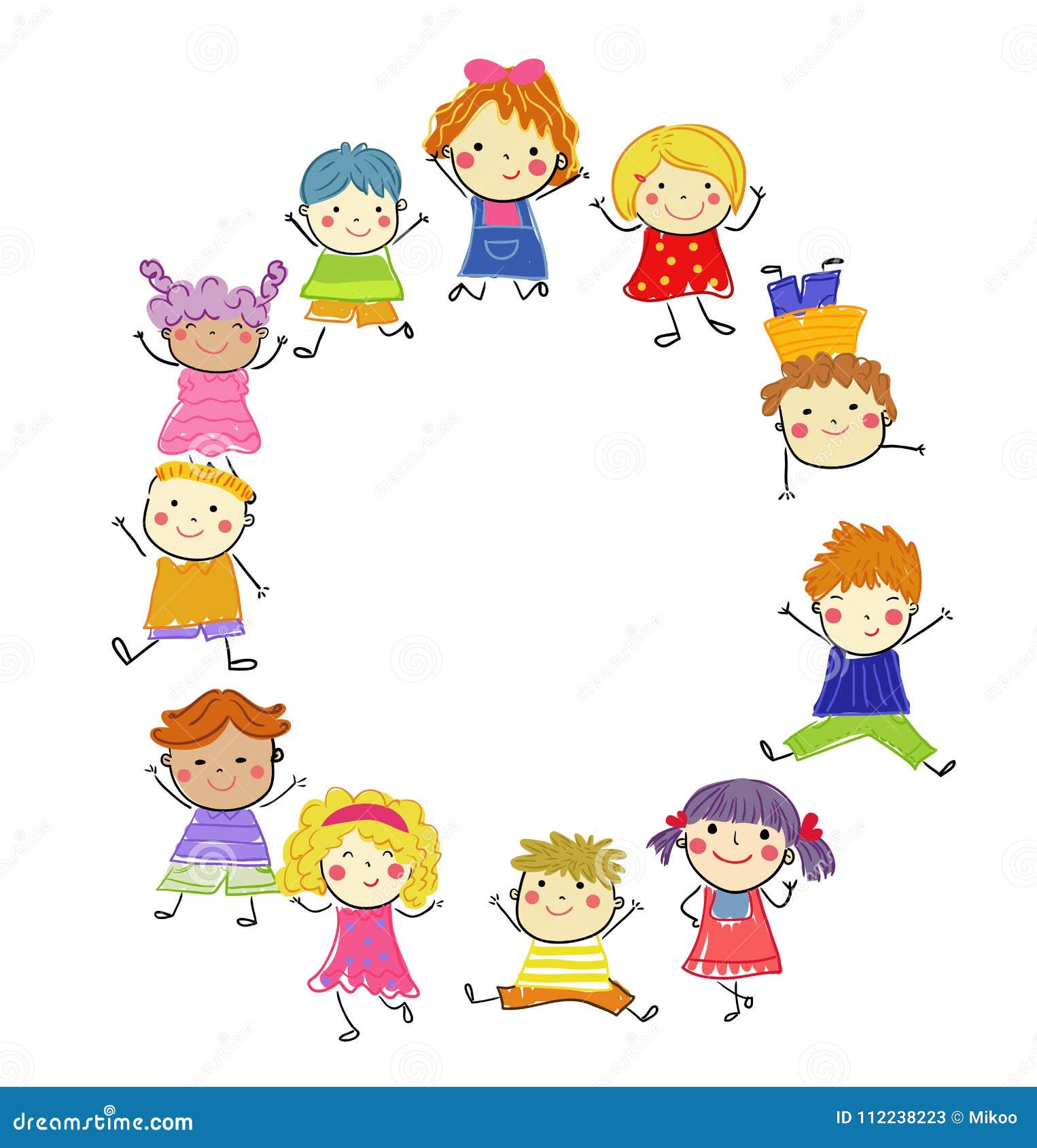 Group of Kids,drawing Sketch Stock Illustration - Illustration of ...