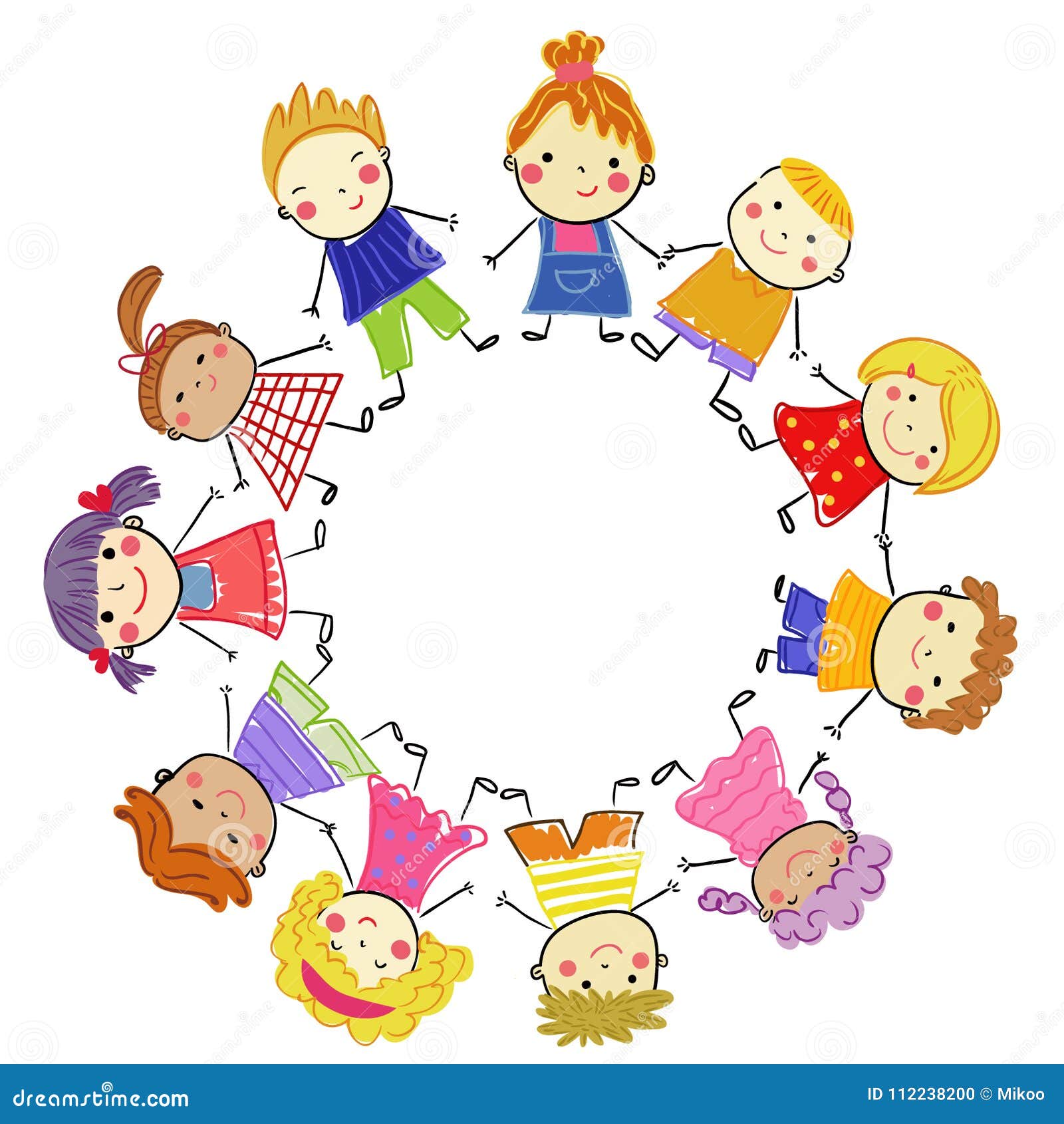 Group of Kids,drawing Sketch Stock Illustration - Illustration of ...