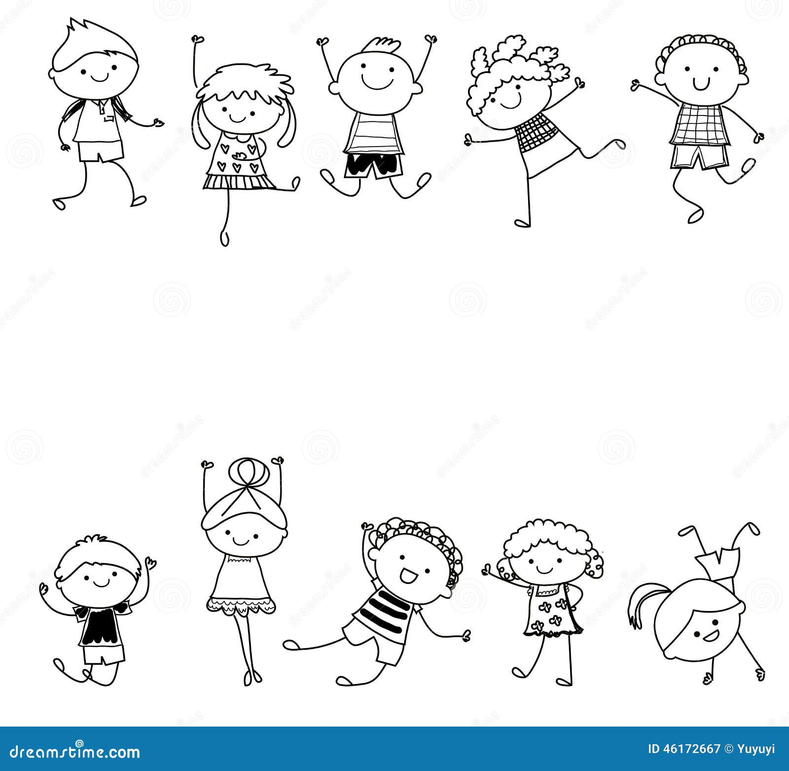 Group of Kids,drawing Sketch Stock Vector - Illustration of girl, stick ...