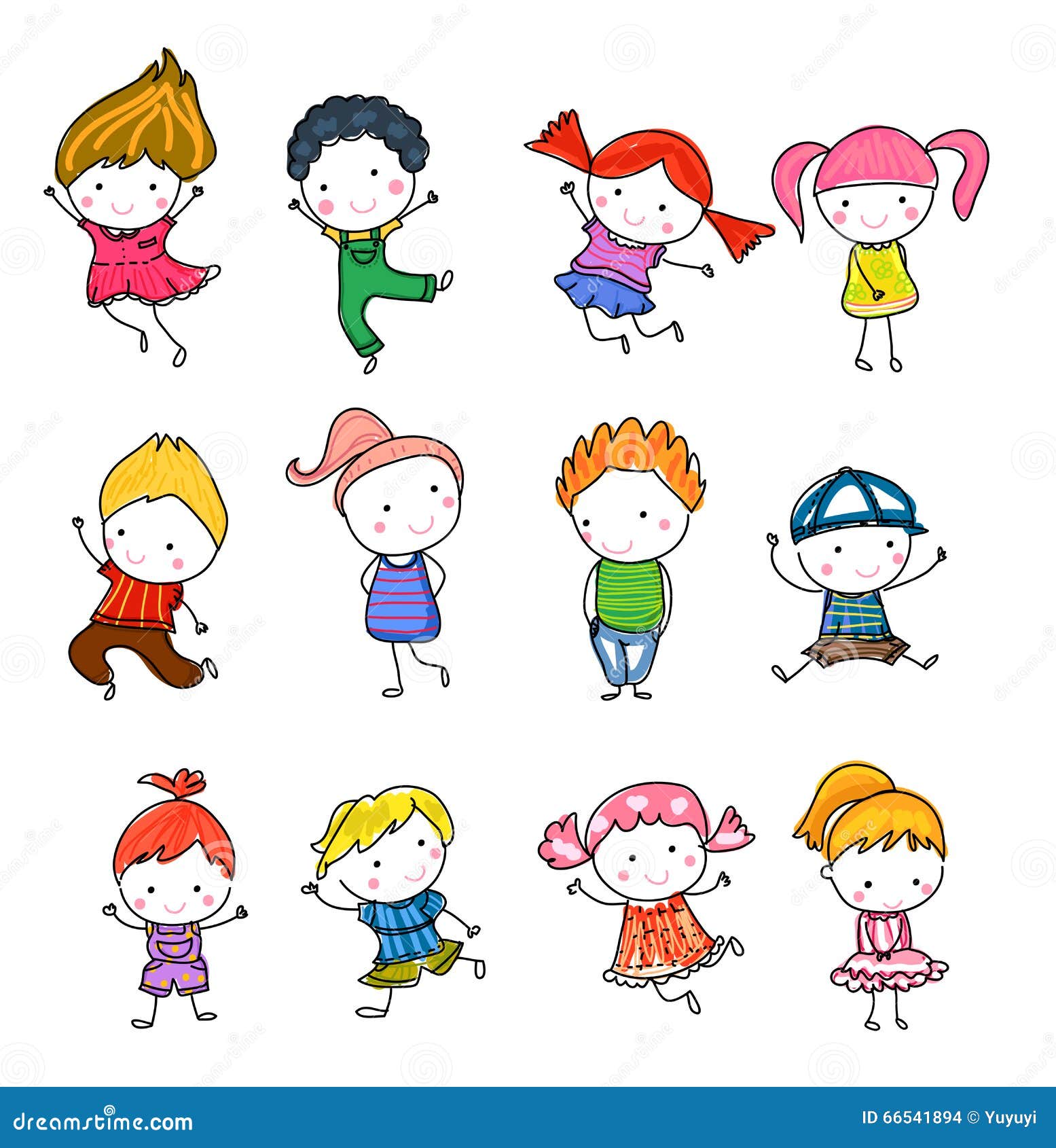 Group of Kids,drawing Sketch Stock Vector - Illustration of icon ...