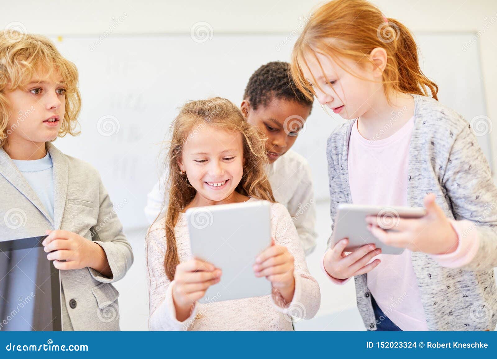Children Learn in Teamwork with the Tablet Stock Photo - Image of ...