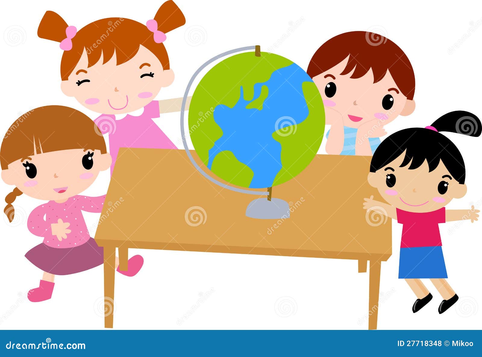 Group of kids and globe stock vector. Illustration of cartoon - 27718348