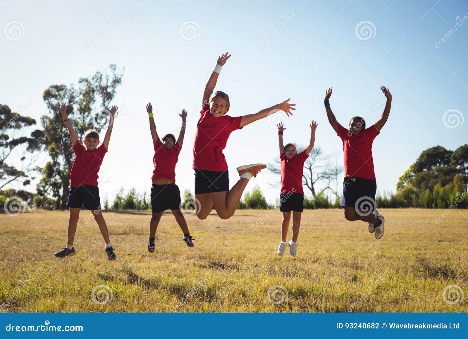 Group of Kids Having Fun in the Boot Camp Stock Photo - Image of ...