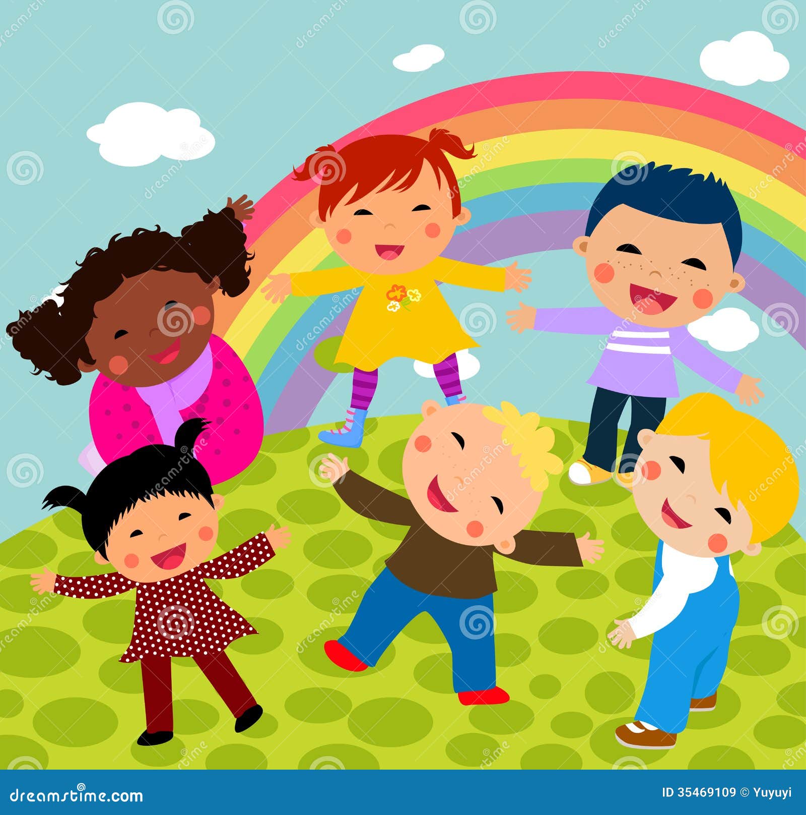 Group of kids having fun stock vector. Illustration of young - 35469109