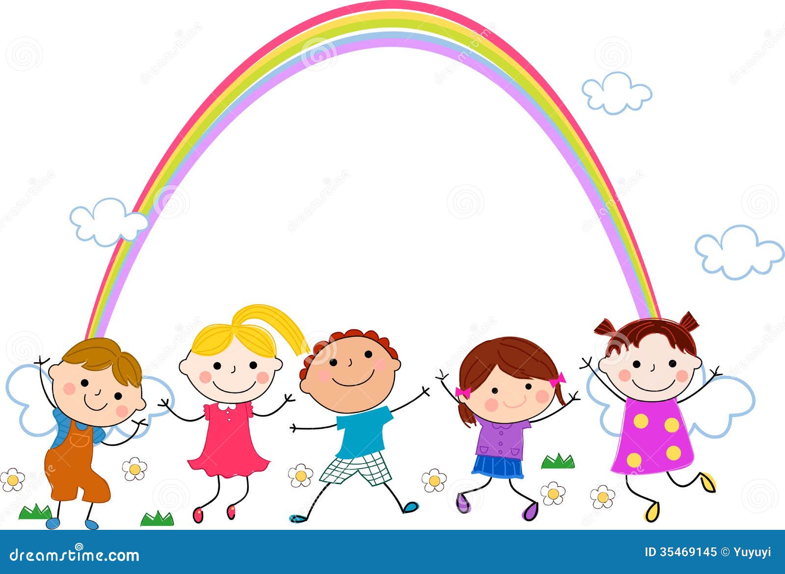 Group of kids having fun stock vector. Illustration of girl - 35469145