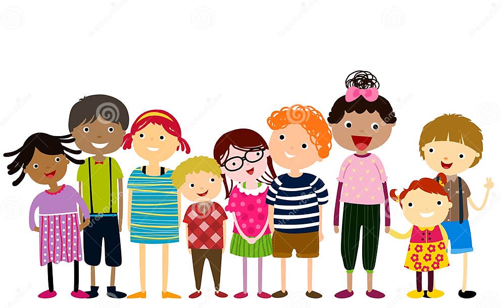 Group of kids having fun stock vector. Illustration of chain - 35722686