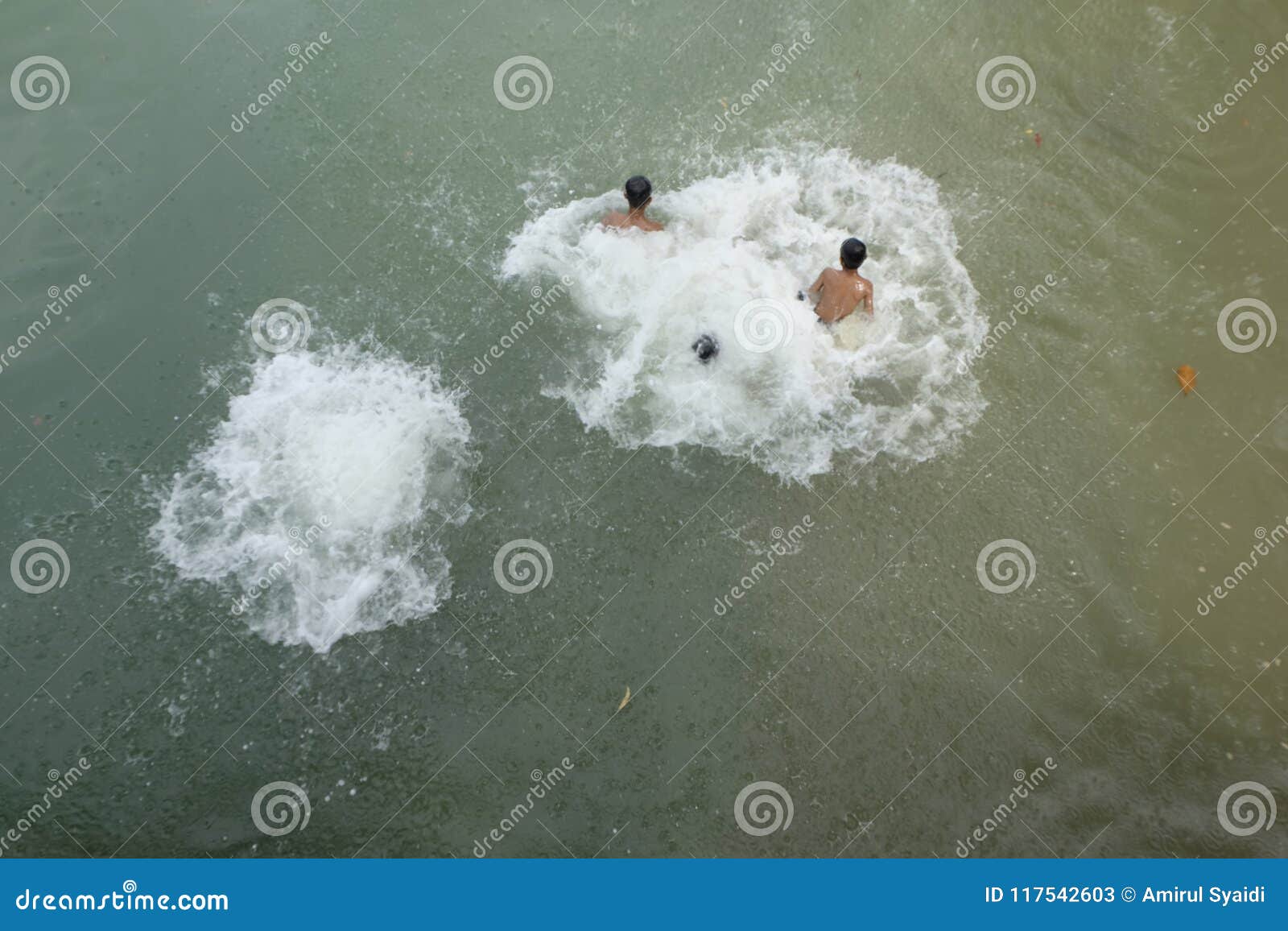 Kids Having Fun and Jumping Off the Dock into a River. Editorial Stock ...