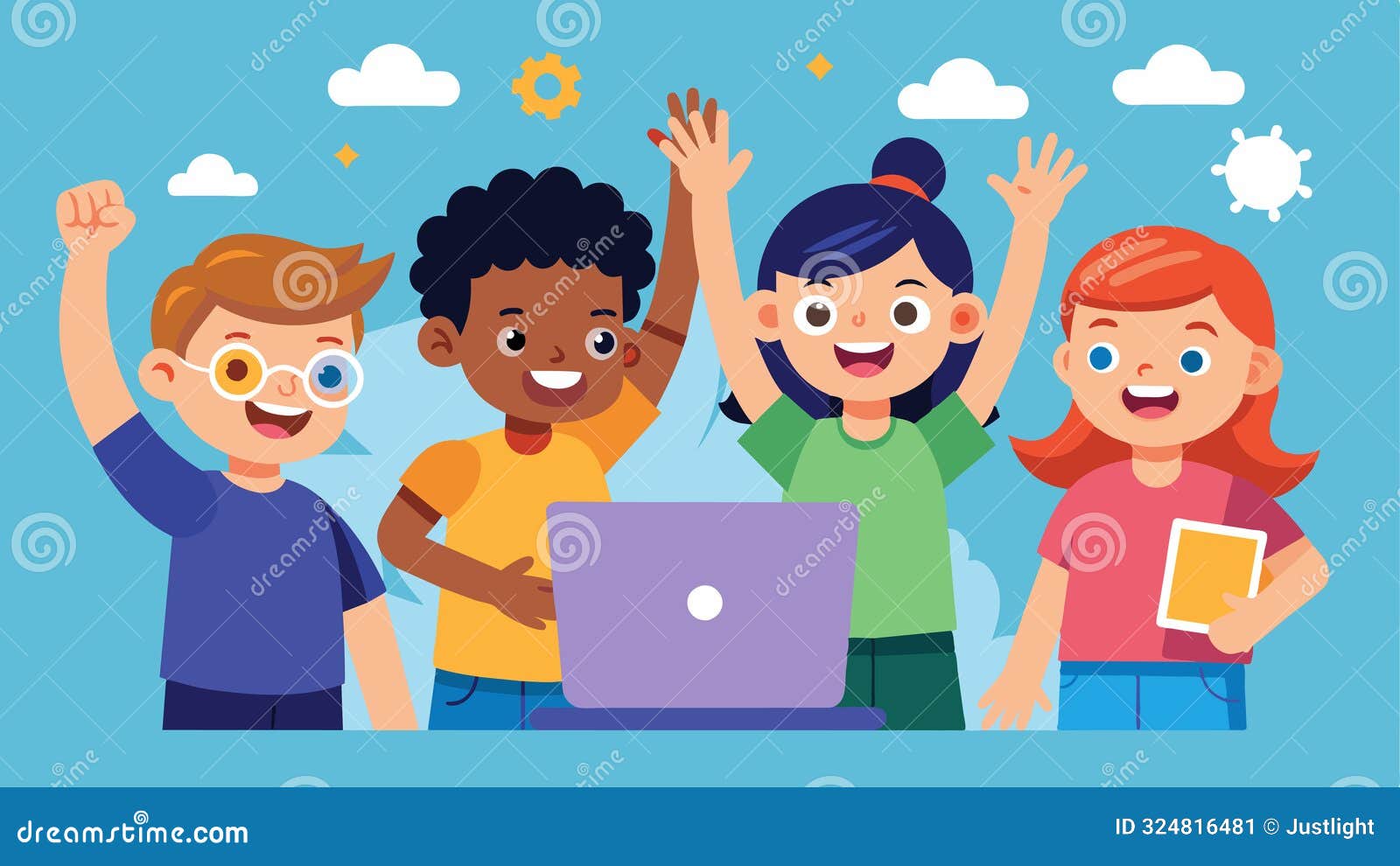 A Group of Kids Highfiving and Cheering As they Successfully Debug a ...