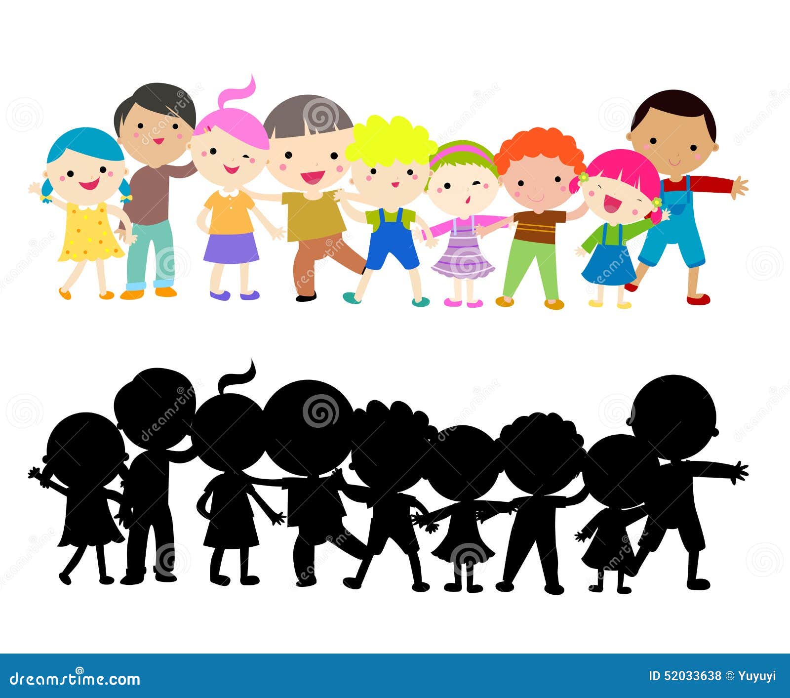 Group of kids stock vector. Illustration of hair, people - 52033638