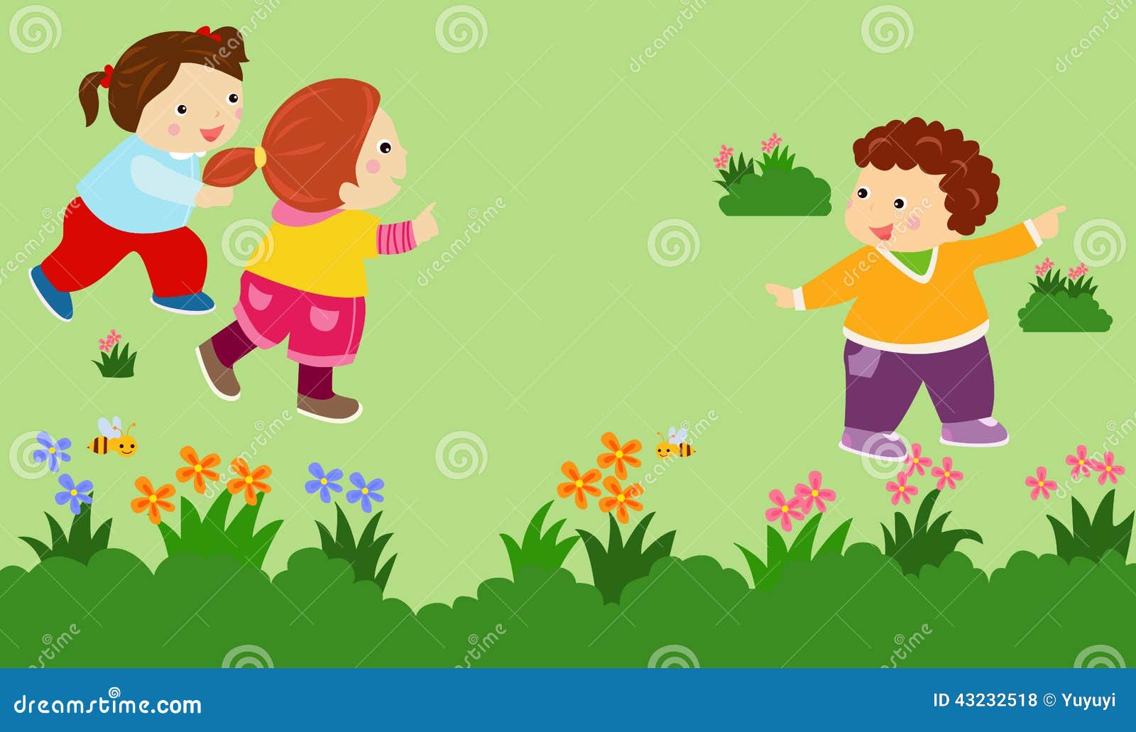 Group of kids stock vector. Illustration of cartoon, flower - 43232518