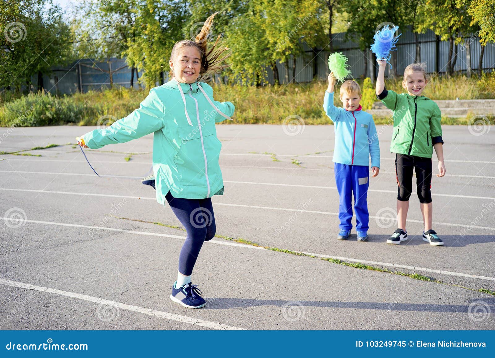 Kids on a stadium stock image. Image of jump, athlete - 103249745