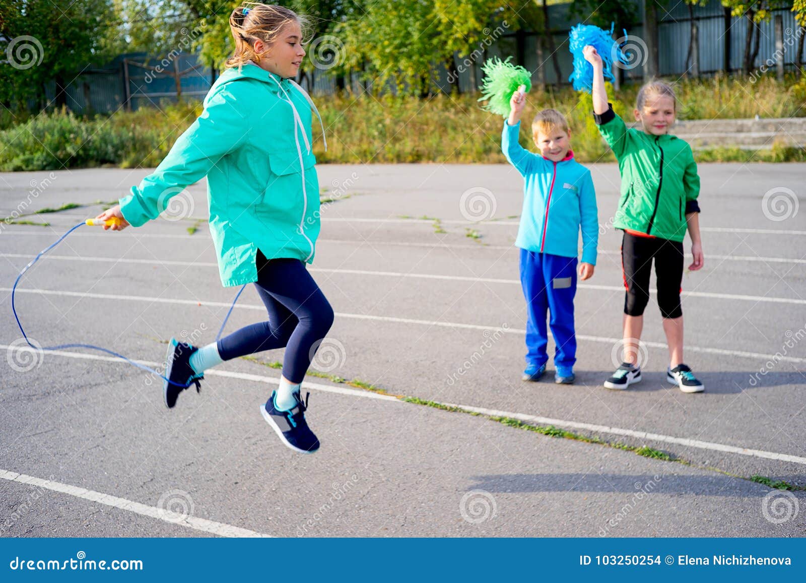 Kids on a stadium stock photo. Image of caucasian, child - 103250254